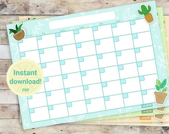 Open Monthly Calendar | Cute Stationery | Printable | Instant Download ...