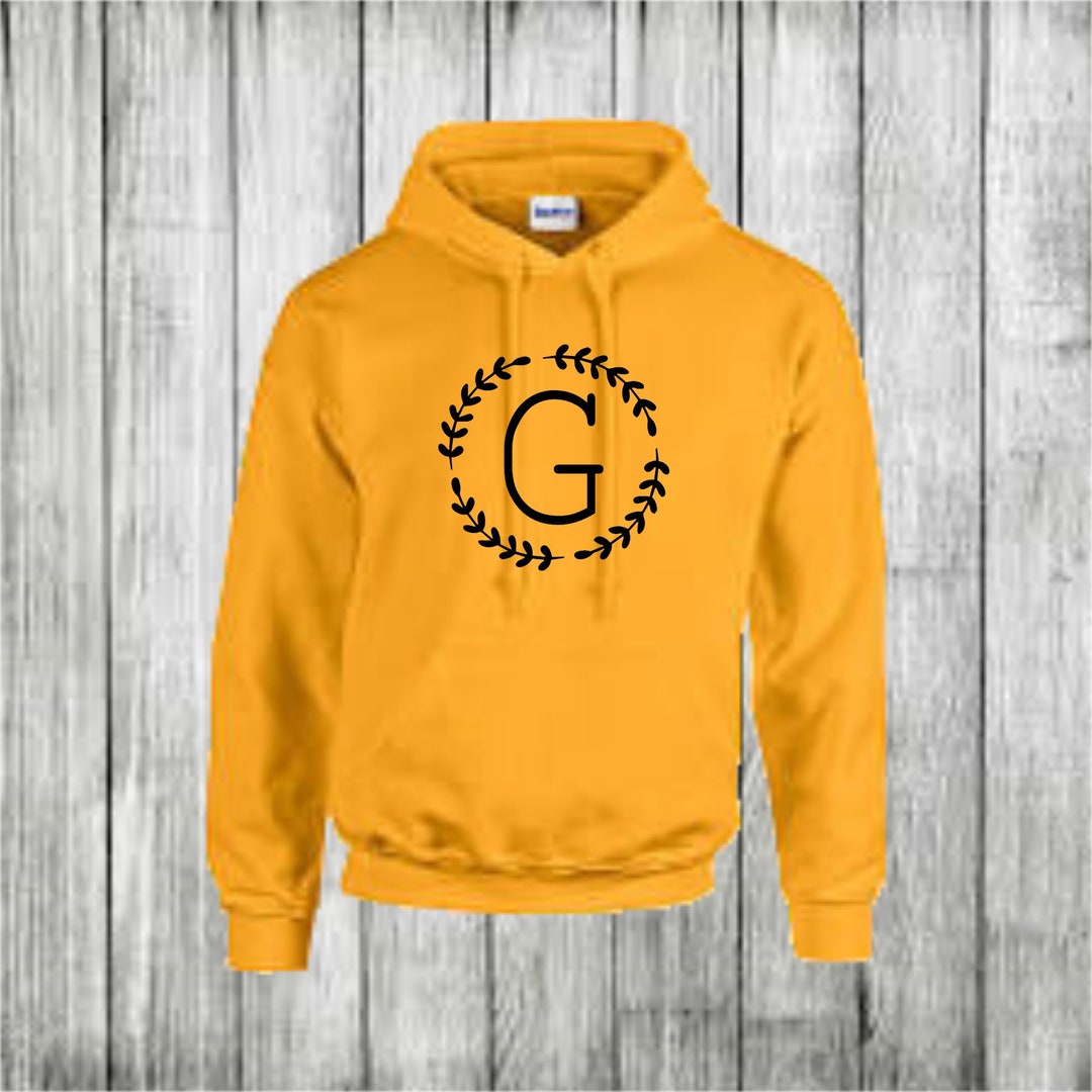 Monogram Hoodie/inital Hoodie/wreath With Initials Hoodie/custom Hoodie ...