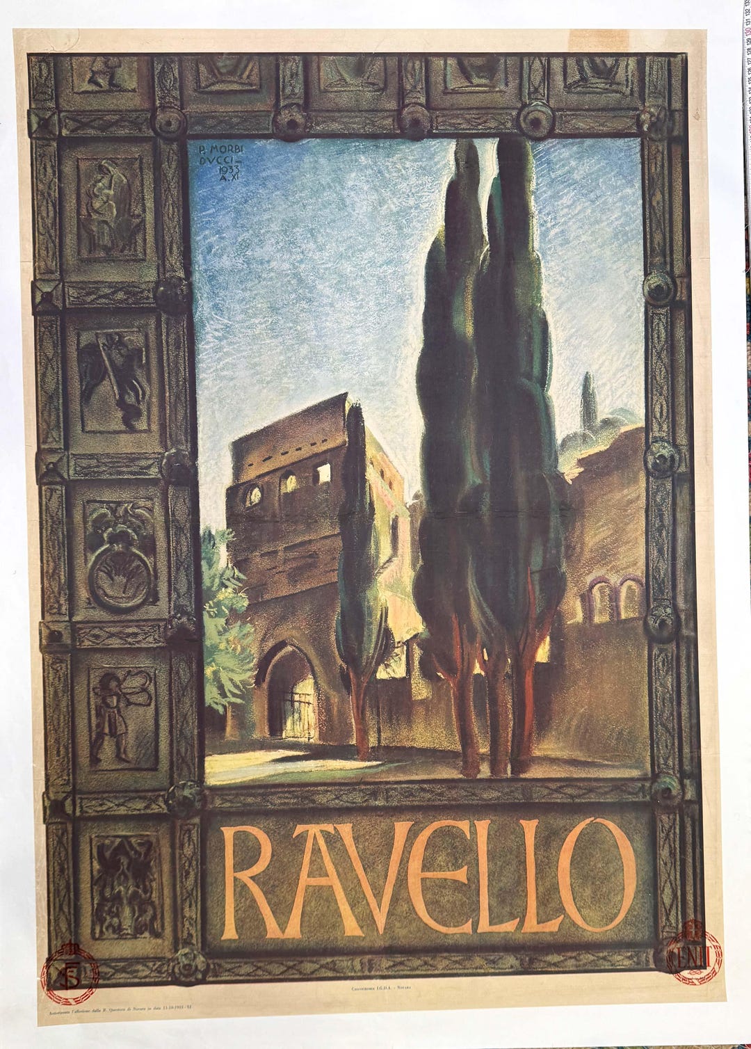 Rare Italian Travel Poster Ravello by Morbiducci 1933 - Etsy