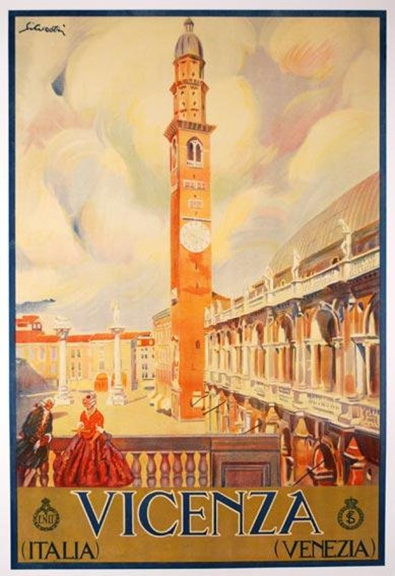 Rare ORIGINAL VINTAGE Italian Travel POSTER Vicenza Silvestri - Etsy