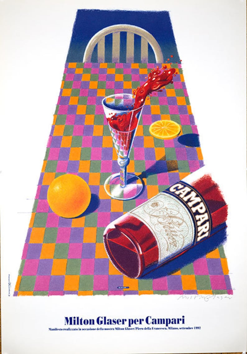 Campari Art Milton Glaser Hand Signed 1992 ORIGINAL VINTAGE ITALIAN ...