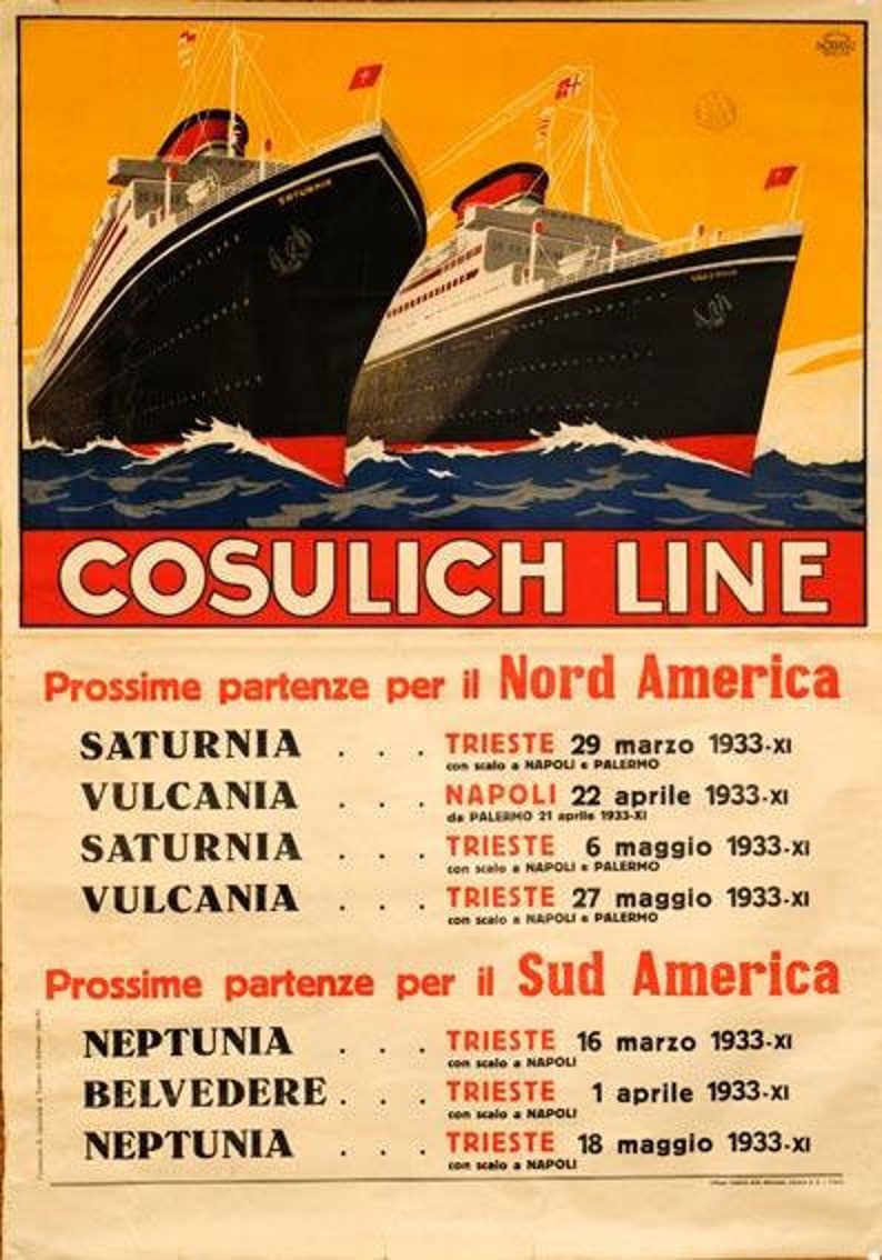 Cosuliche Line by Klodic Vintage Original Italian Ship Poster - Etsy