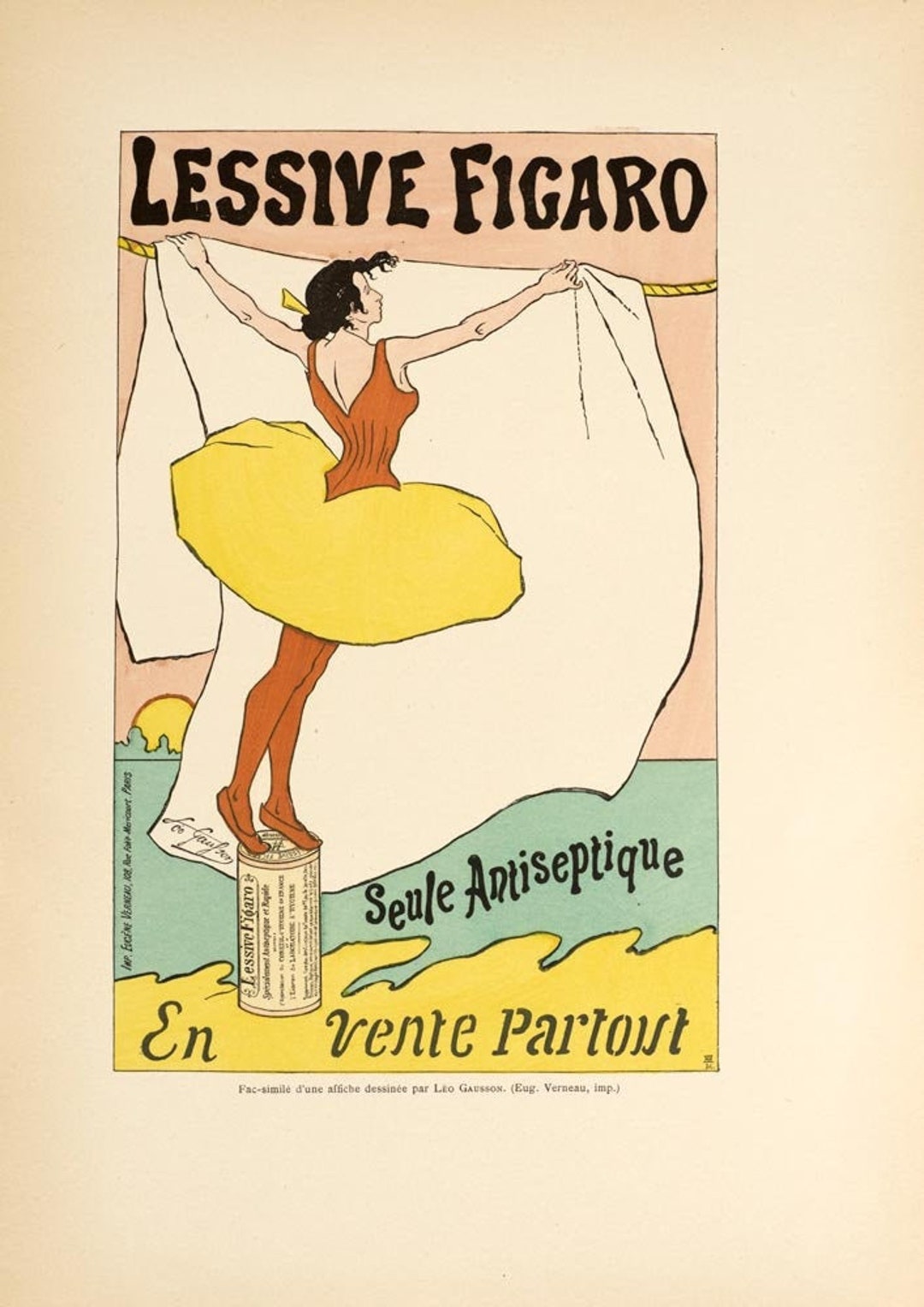 Original Vintage Plate of the Poster Lessive Figaro by Gausson Affiches ...