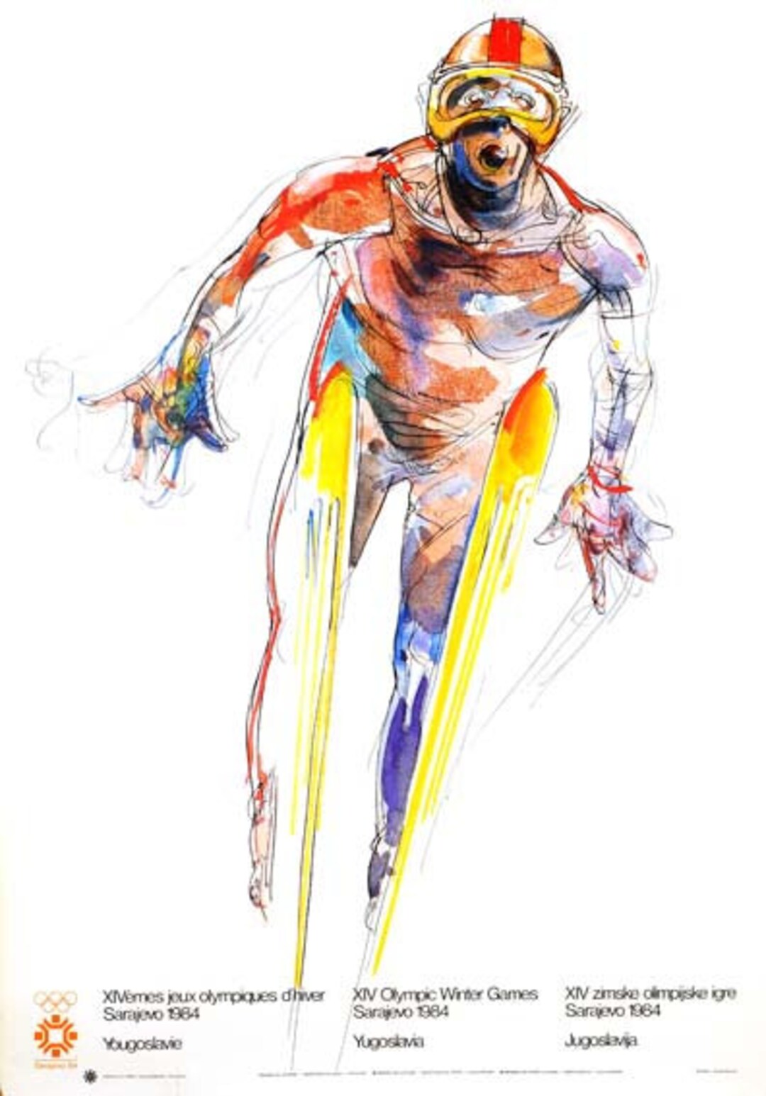 Mujezinovic Olympics 1984 Ski Jump Poster by Mujezinovic on Linen - Etsy