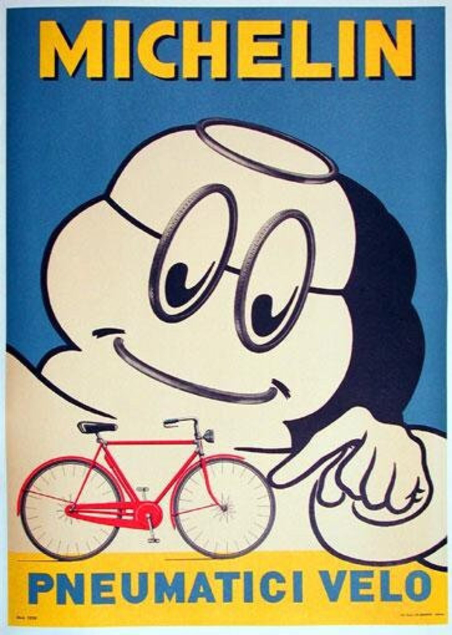 Michelin Bicycle Poster Bibendum 1959 Italian Poster Original Printing ...