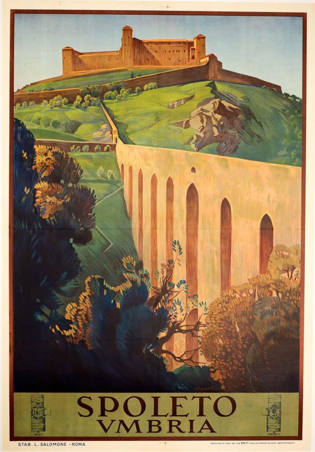Umbria Spoleto Rare Italian Original Vintage Travel Poster 26 X 39 - Etsy
