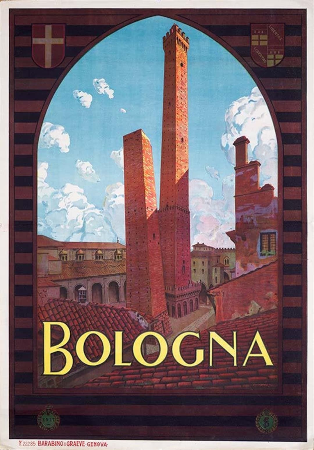 Bologna Rare Italian Original Vintage Travel Poster 26x 39 Rare - Etsy