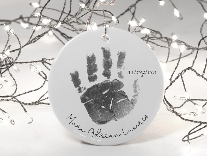 Handprint Memorial Gift, Ceramic Hanging Decoration, Personalised ...