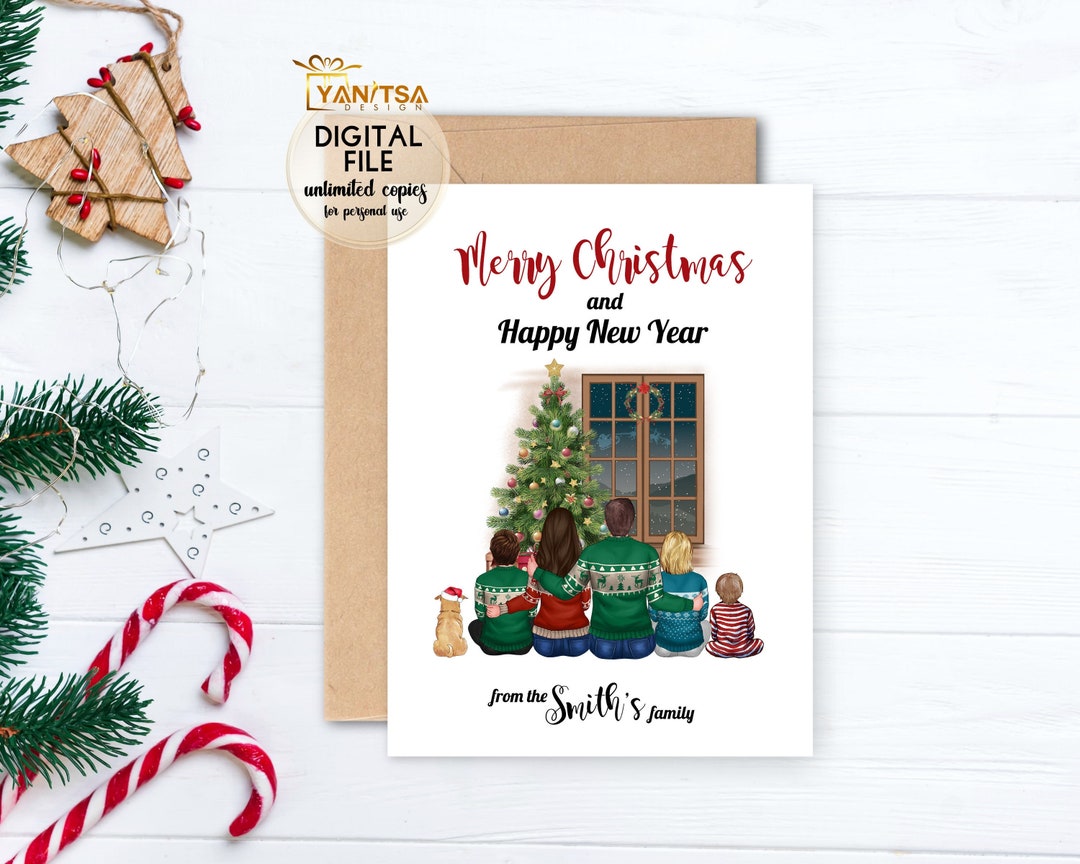 Personalized Family Christmas Card Family Illustration - Etsy