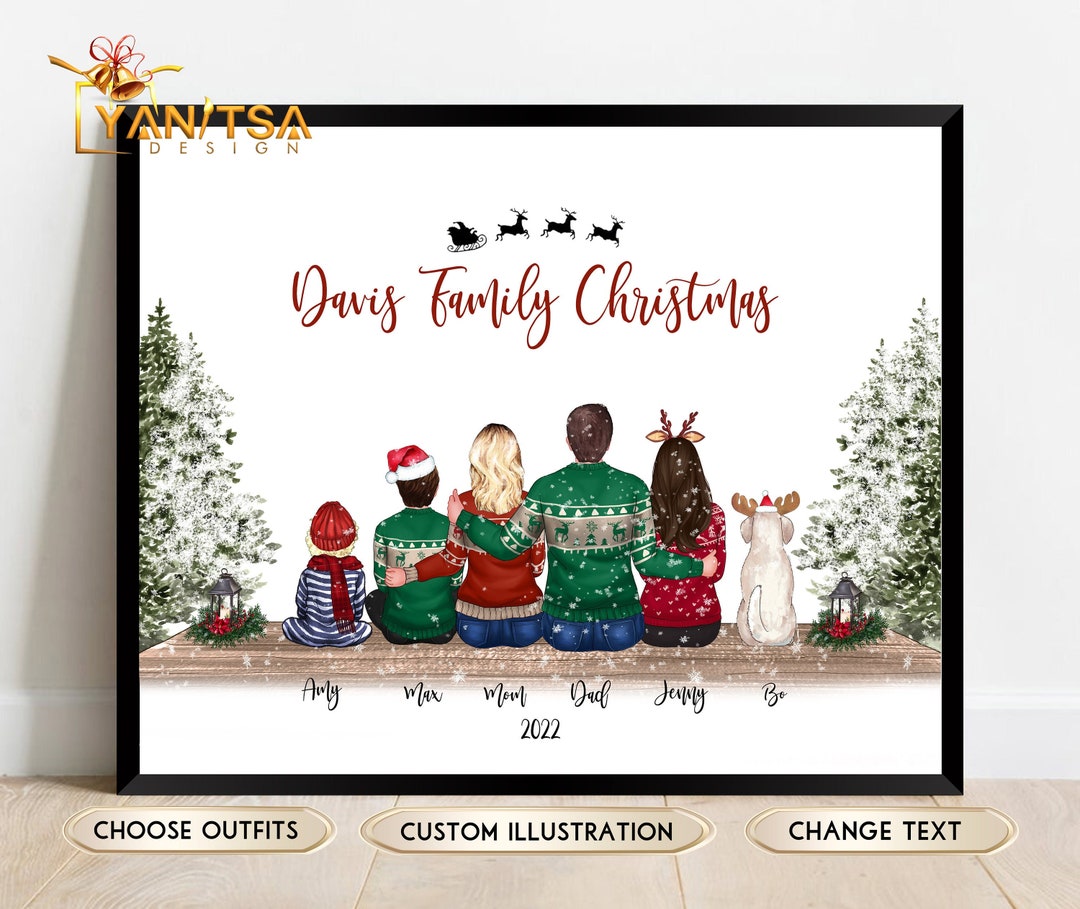 Custom Family Portrait Christmas Gift for Mom Christmas Gift for ...