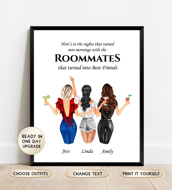 Custom Roommates Print Gift for Roommates Dorm Decor | Etsy