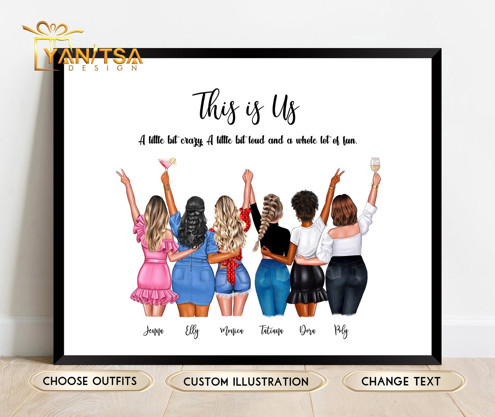 Custom Best Friends Illustration Best Friends Gifts - Etsy
