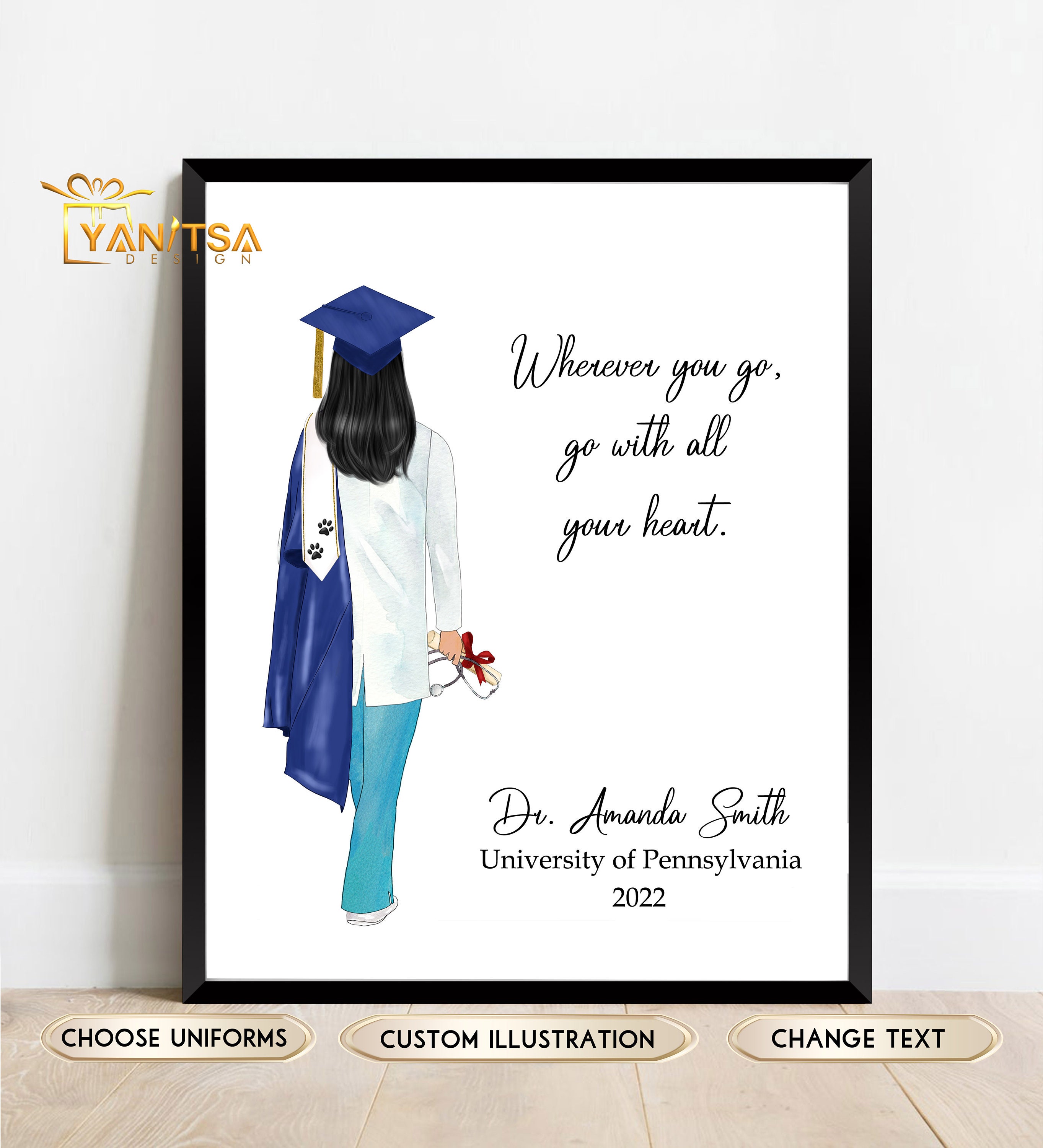 Custom Veterinarian Graduation Illustration Vet Graduation - Etsy