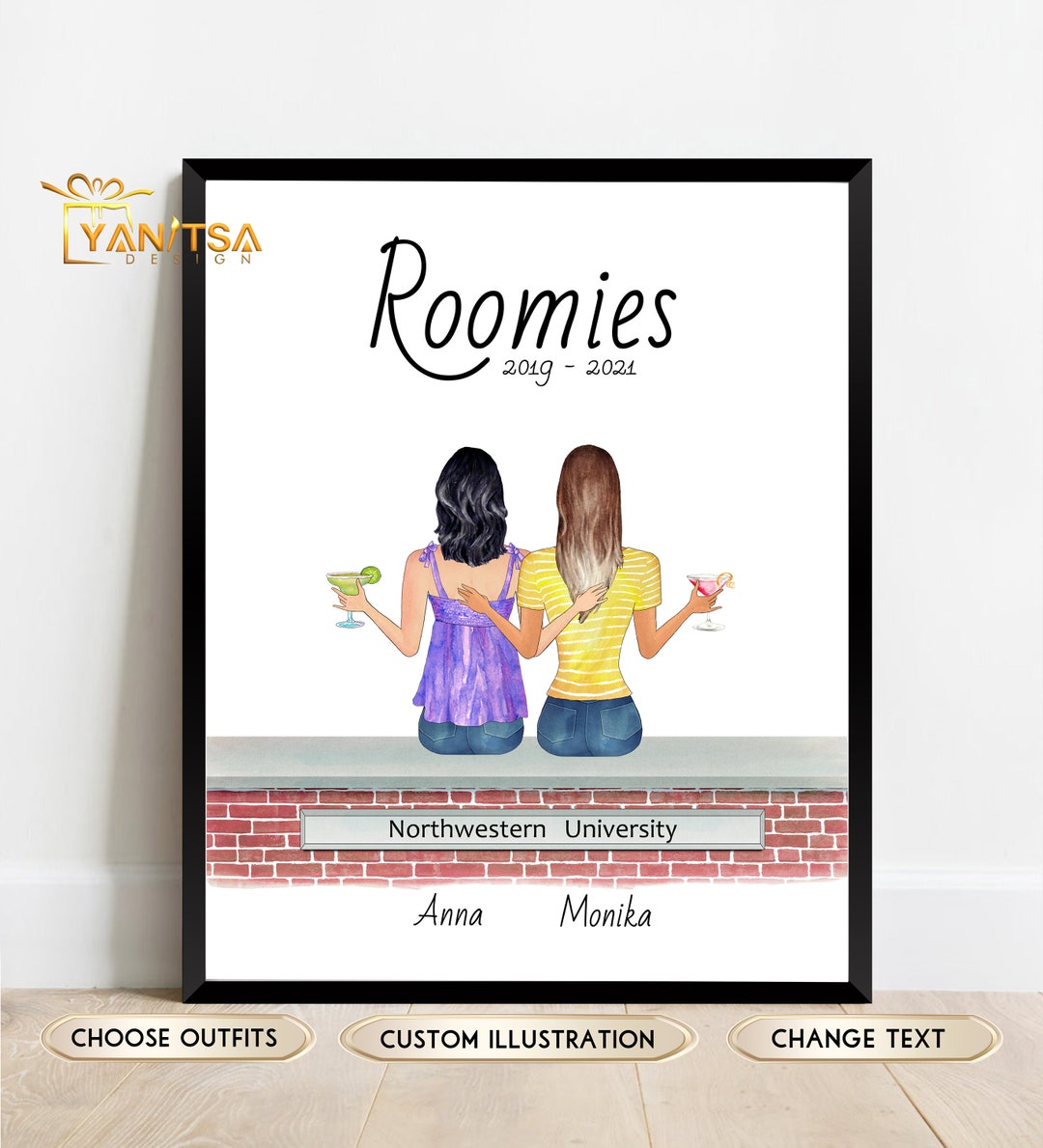 Personalized Roomies Print - Roomie Gift - College Graduation Roommate ...