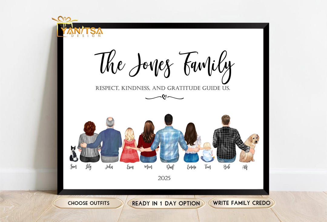 Custom Family Illustration With a Family Credo That Reflects Your ...