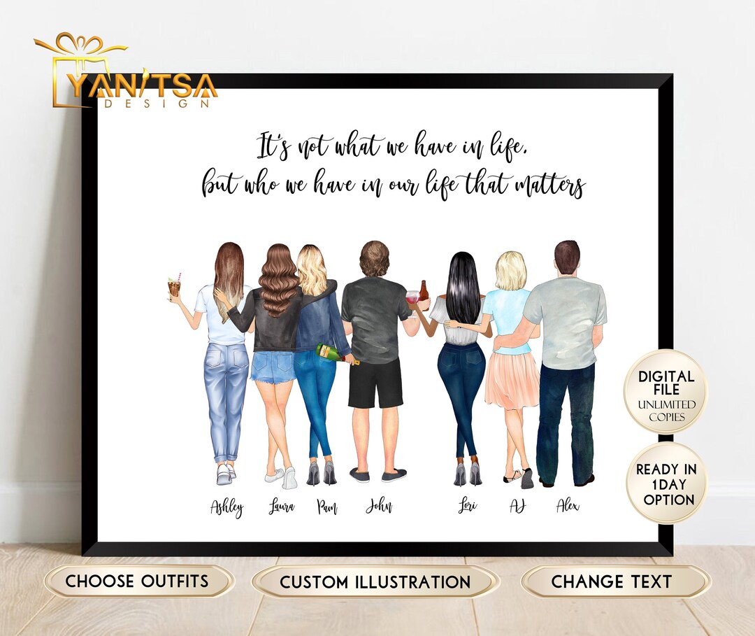 Personalized Friends Print - Best Friends Gifts - Group of Friends ...