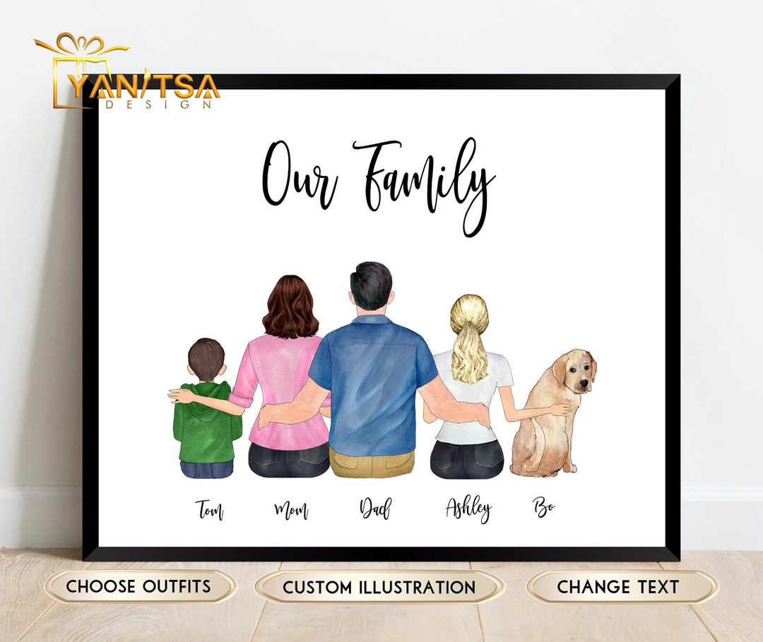 Family Portrait - Mom and Dad Gift - Custom Family Portrait - Mom Gift ...