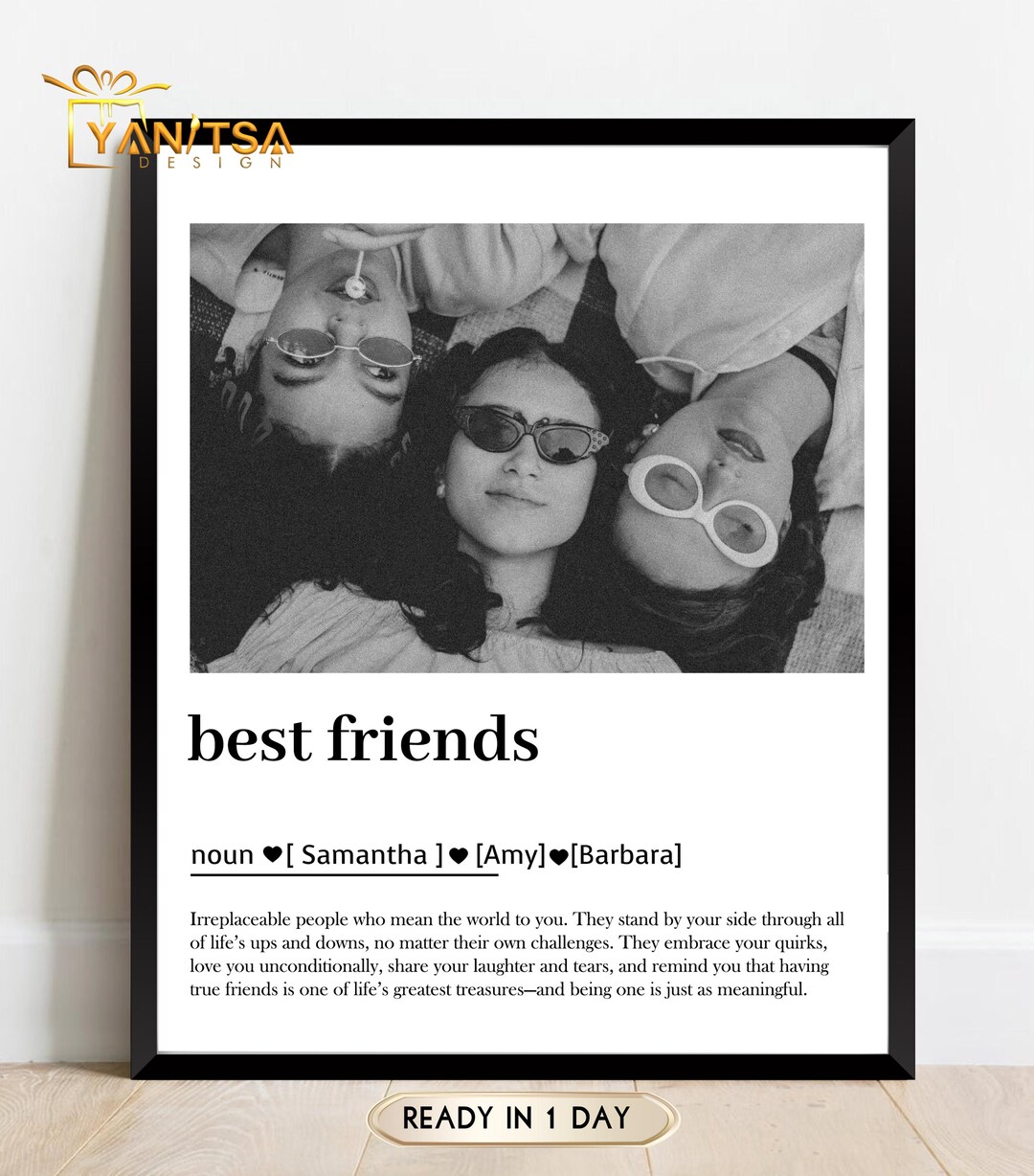 Noun Best Friends Definition Print With Photo - Best Friends Christmas ...