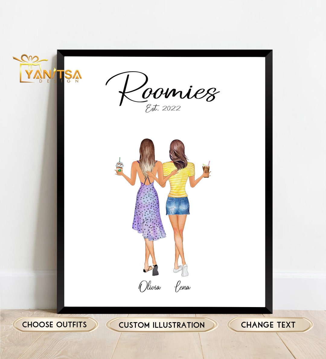 Custom Roommates Print - Roommates Gifts - Roommate Grdaduation Gift ...