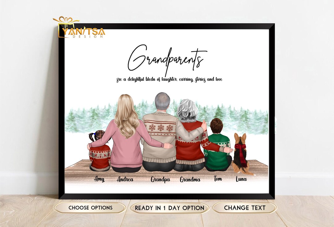 Custom Grandparents Portrait - Christmas Gift for Grandparents ...