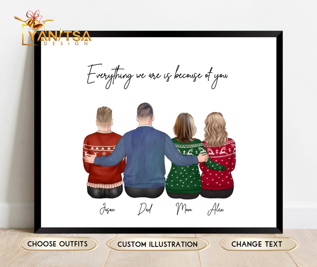 Custom Family Portrait - Christmas Gift for Parents - Personalized ...