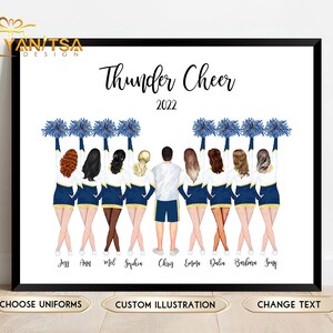 Cheer Team Gifts - Cheer Team Illustration Print - Cheerleaders Gifts ...