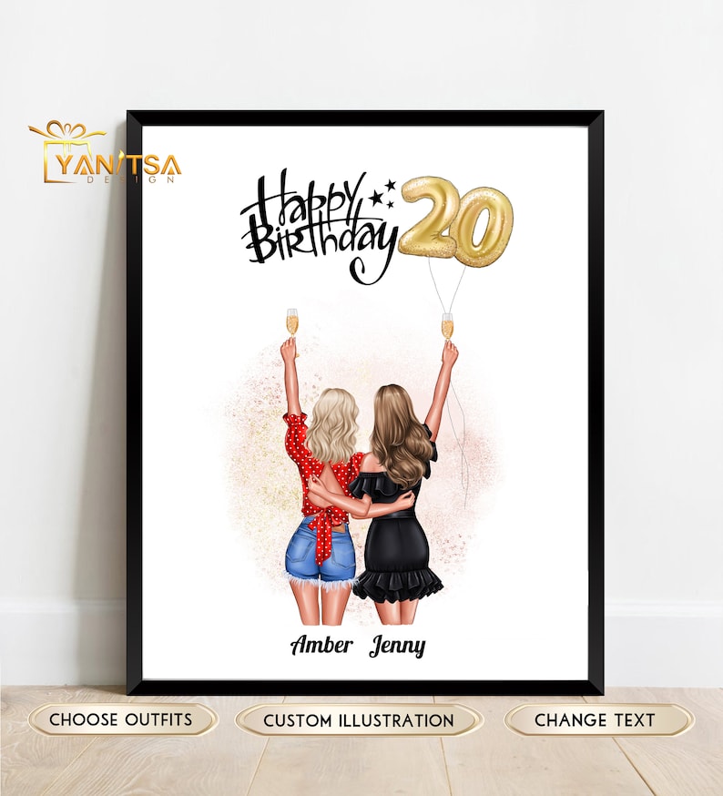 20th Birthday Gift for Best Friend - Personalized 20th Birthday Print ...