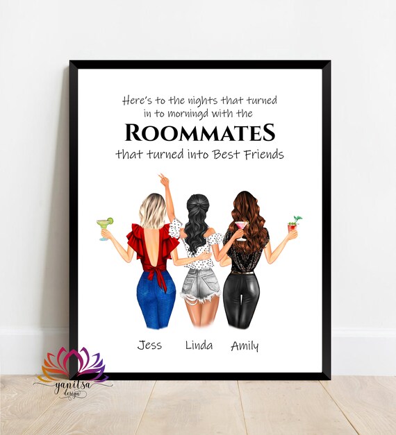 Custom Roommates Print Gift for Roommates Dorm Decor | Etsy