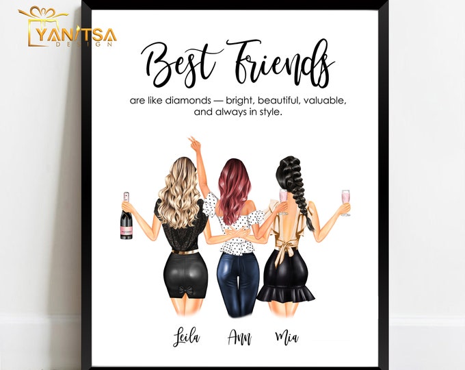 Custom Best Friends Print Personalized Friendship Print Custom Best ...