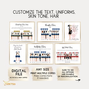 Cheer Team Gifts - Cheer Team Illustration Print - Cheerleaders Gifts ...