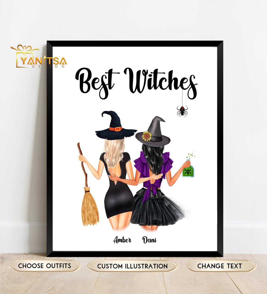 Personalized Best Witches Print Best Friend Halloween Gift - Etsy