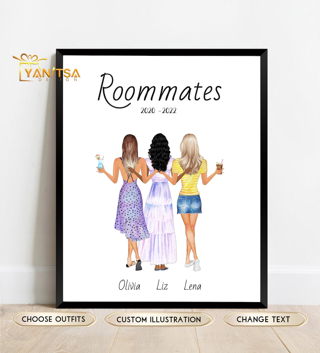 Gift for Roommate - Roommates Wall Decor - Personalized Roommates Print ...