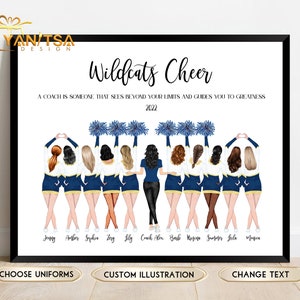 Cheer Team Gifts - Cheer Team Illustration Print - Cheerleaders Gifts ...