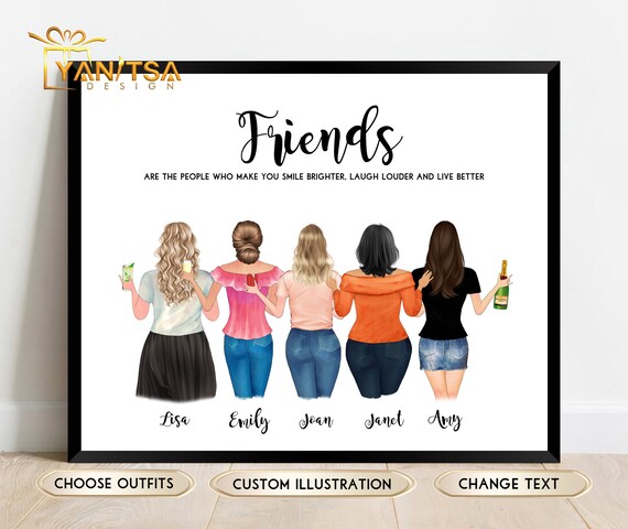 Custom Friends Illustration Gifts for Friends Gift for Her - Etsy UK