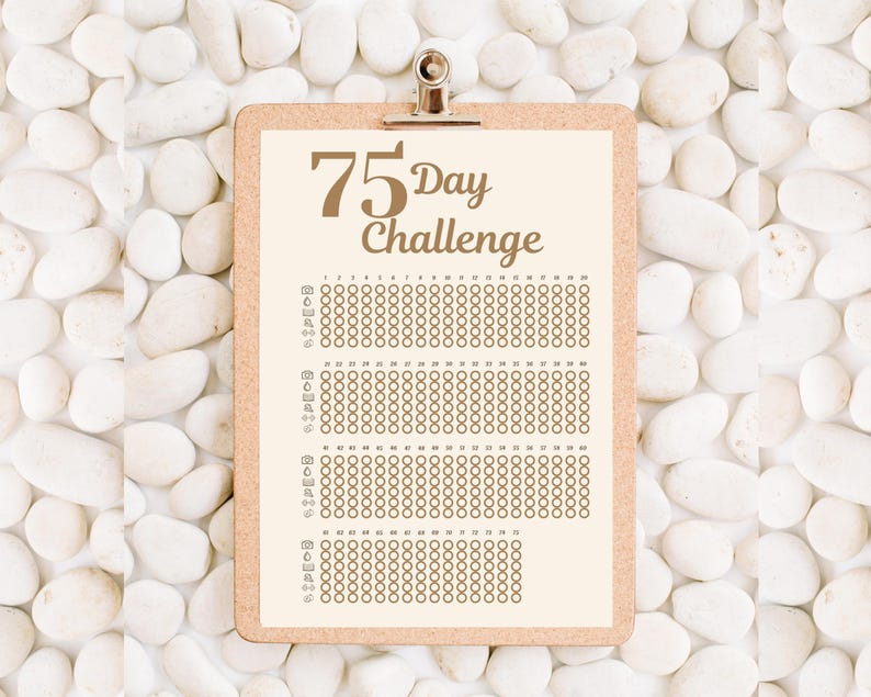 75 Day Challenge Tracker Printable Editable Canva Template 75 Day ...