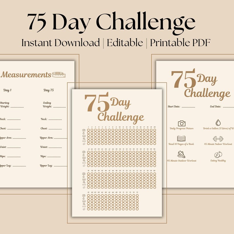 75 Hard Printable - Etsy