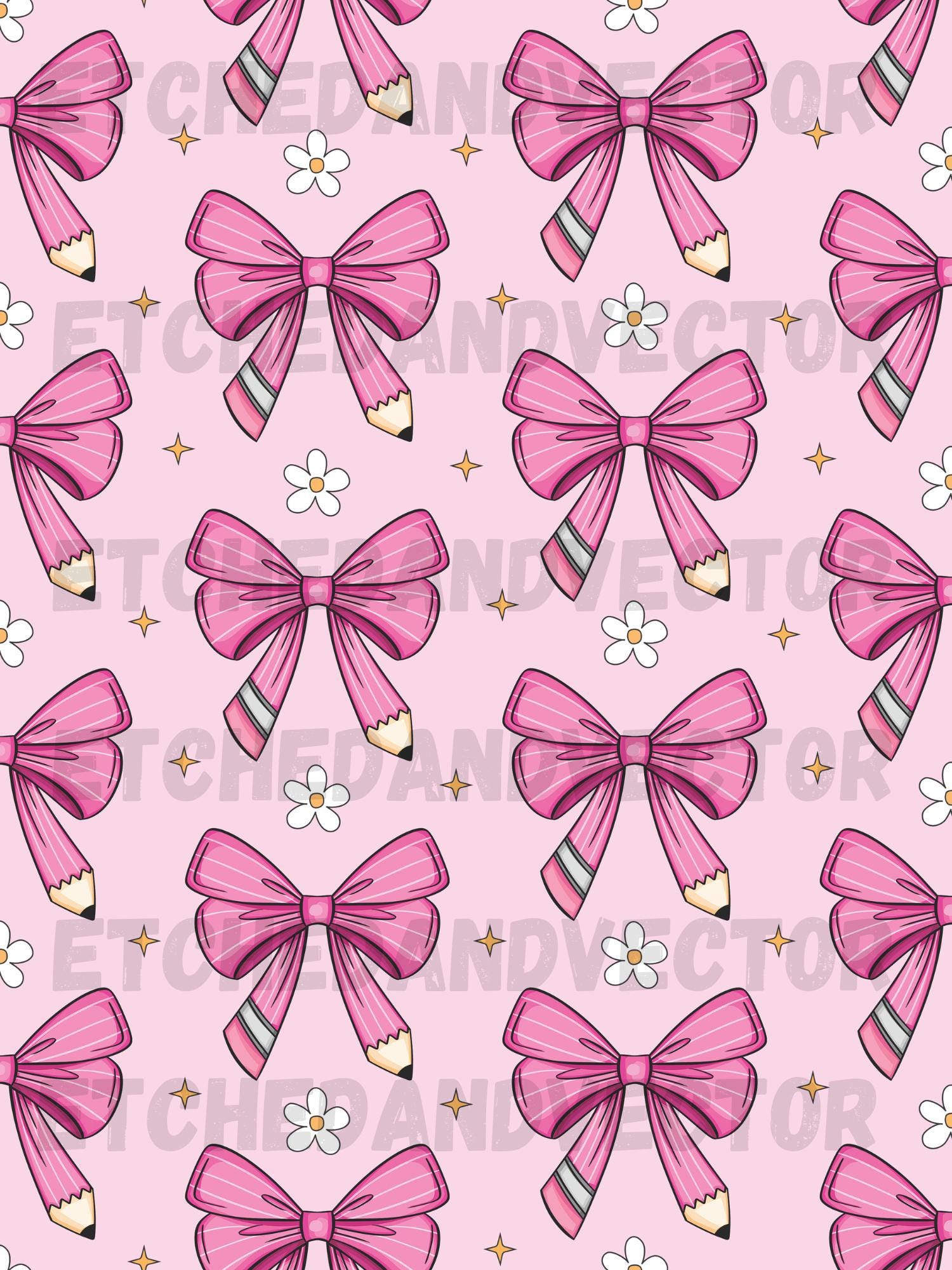 DIGITAL FILE Pink Pencil Bow Composition Notebook Cover – PNG Pdf File ...
