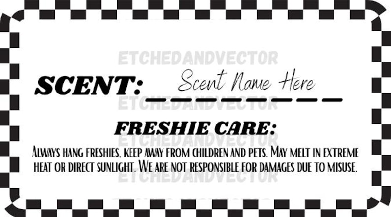 Editable Digital File - 2.25"x1.25" Checkered Freshie Labels - Freshie ...
