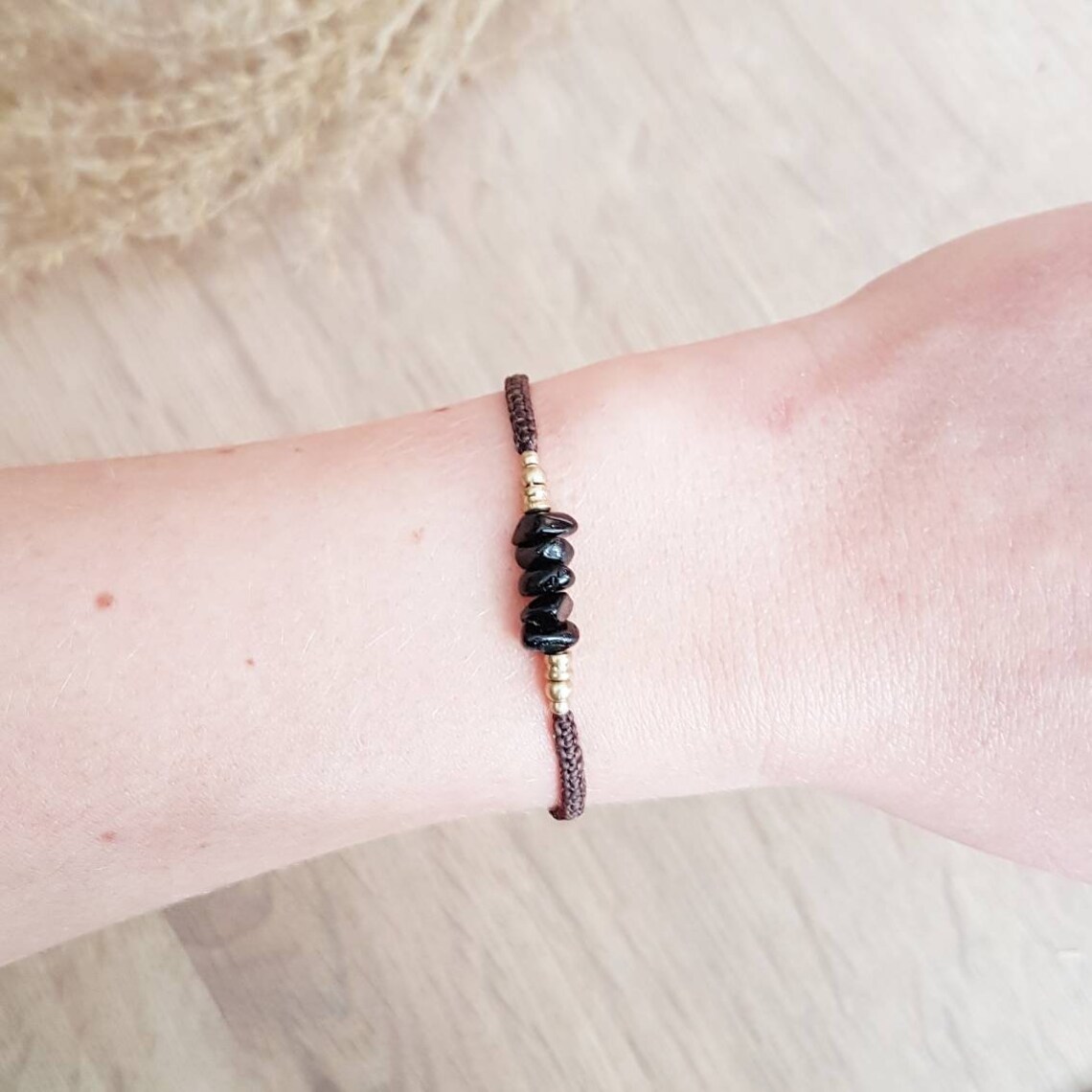 Schörl Schwarzer Turmalin Armband Makrameearmband Halbedelsteine ...