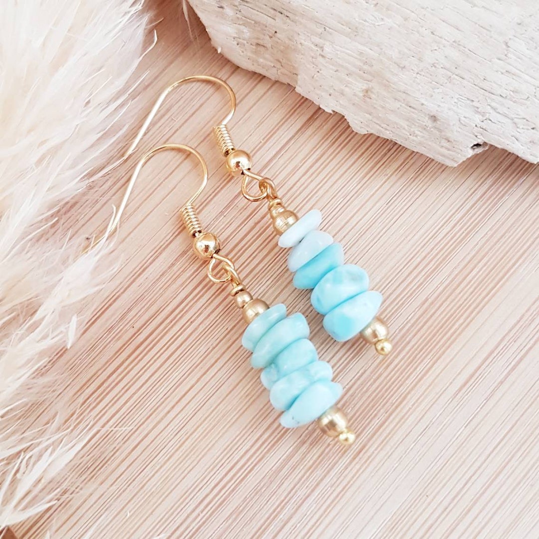 Larimar Splinter Earrings 24k Gold Plated - Etsy