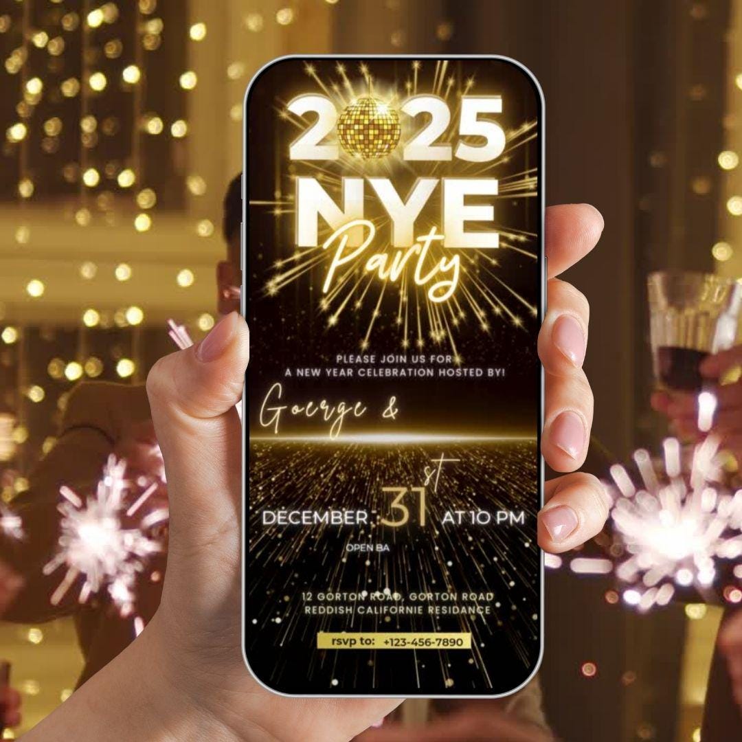 Editable New Year Invitation, 2025 New Year Invitation, NYE 2025 ...