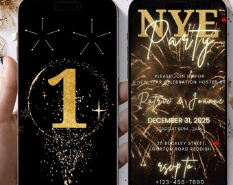 Editable New Year Invitation, 2025 New Year Invitation, NYE 2025 ...