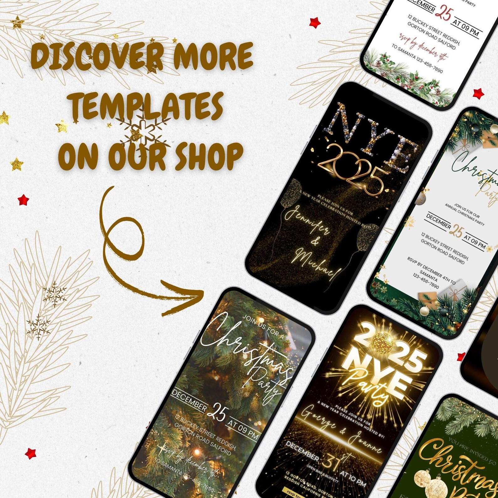 Editable New Year Invitation, 2025 New Year Invitation, NYE 2025 ...