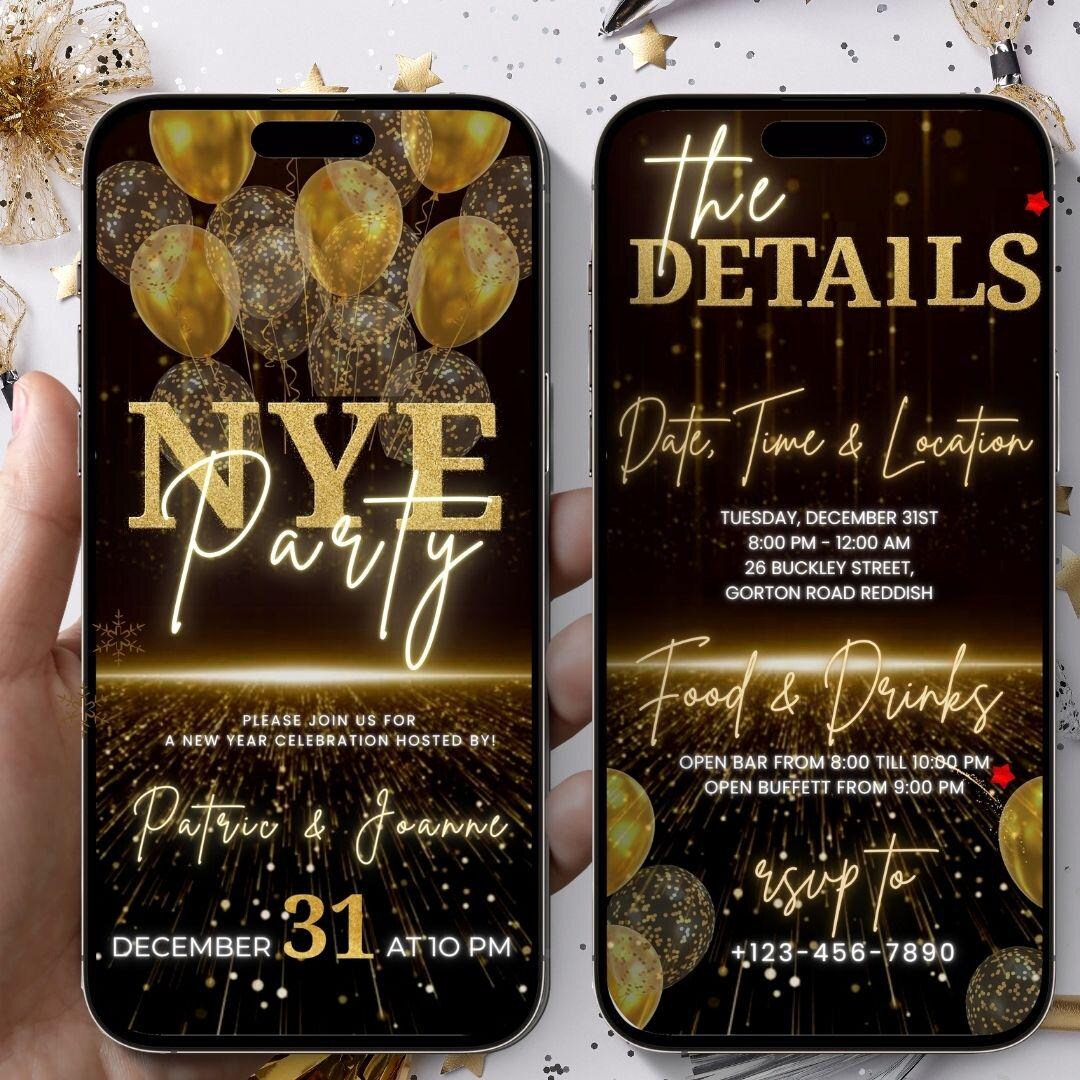 Editable New Year Invitation, 2025 New Year Invitation, NYE 2025 ...