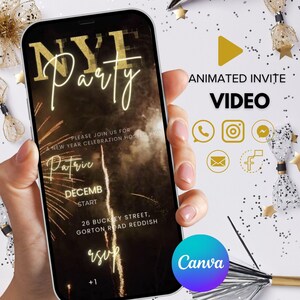 Editable New Year Invitation, 2025 New Year Invitation, NYE 2025 ...