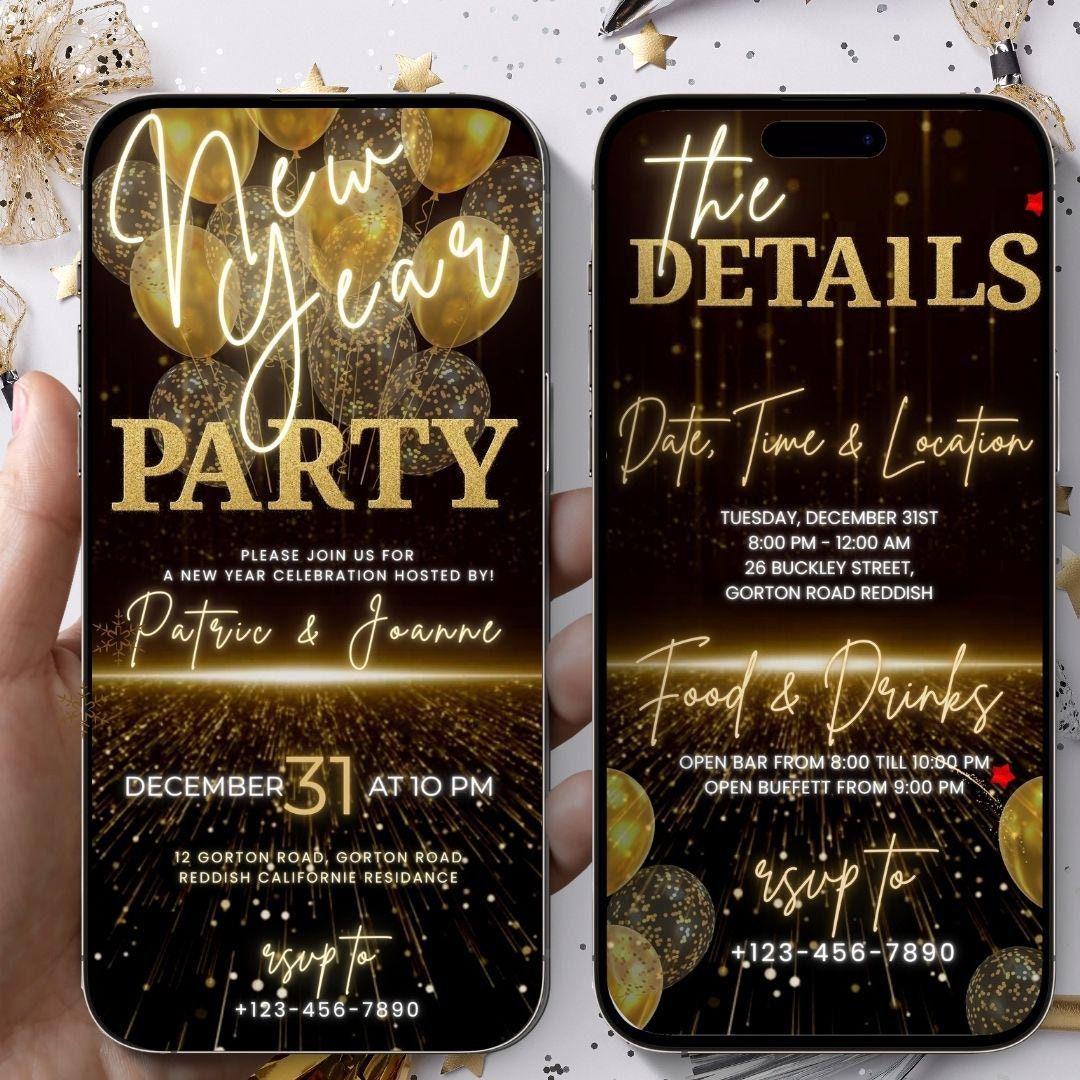 Editable New Year Invitation, 2025 New Year Invitation, NYE 2025 ...