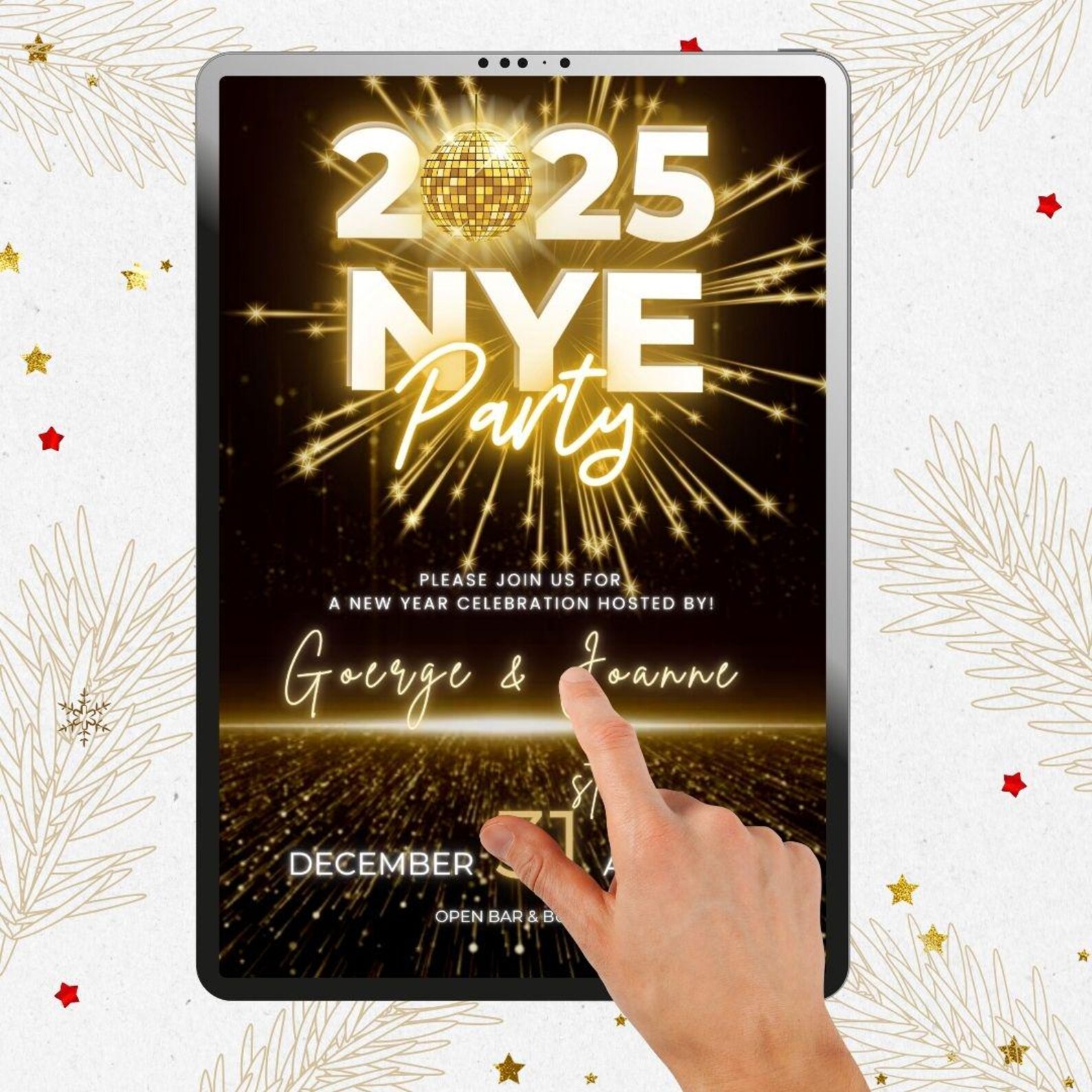 Editable New Year Invitation, 2025 New Year Invitation, NYE 2025 ...