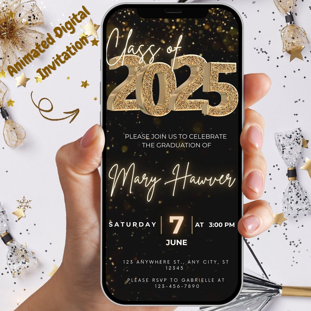 Digital Graduation 2025 Party Invitation, Pink Class of 25 Graduate ...