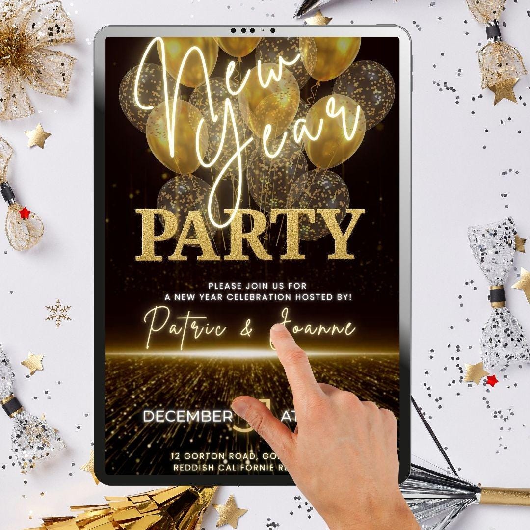 Editable New Year Invitation, 2025 New Year Invitation, NYE 2025 ...