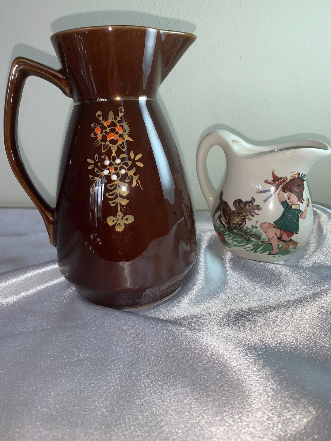 Adorable Child's Pitcher and Brown Glazed Pitcher - Etsy